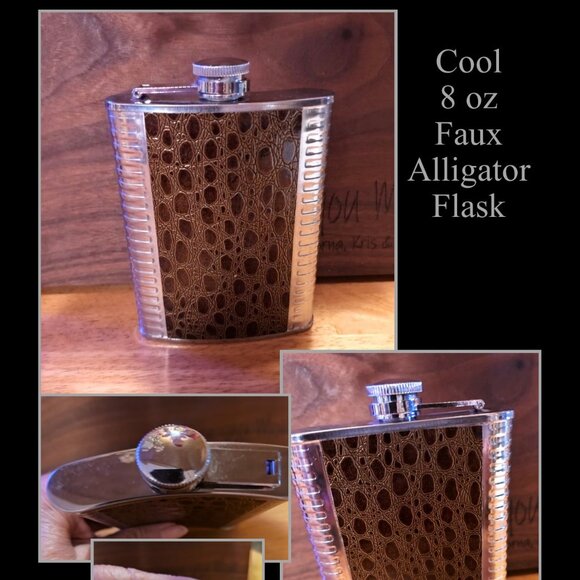 Dining | Vintage Flask Faux Alligator Skin Vintage Liquor Ships Free ...